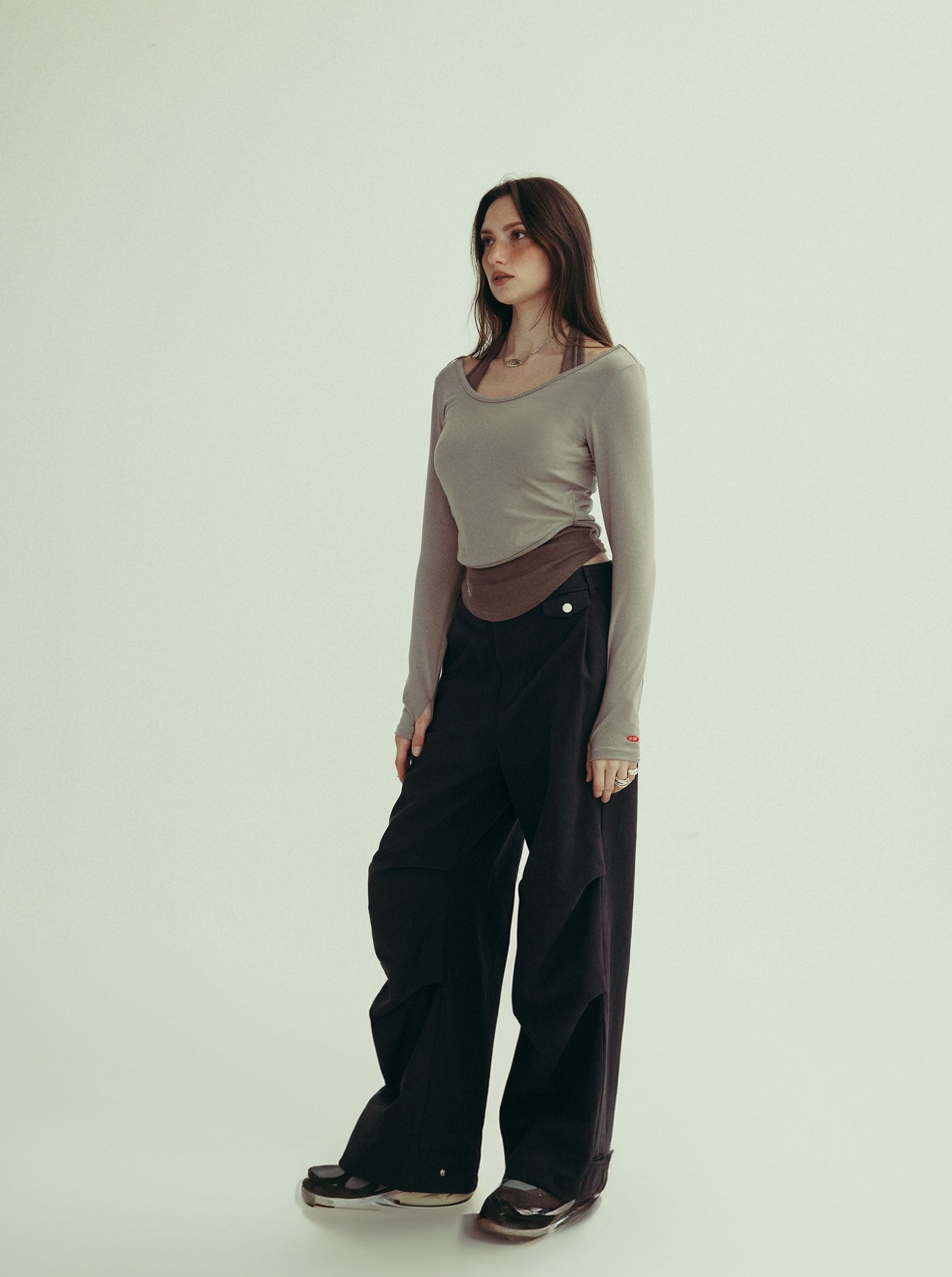 *2nd restock* SARAH long sleeve top - cloud grey – uniform person